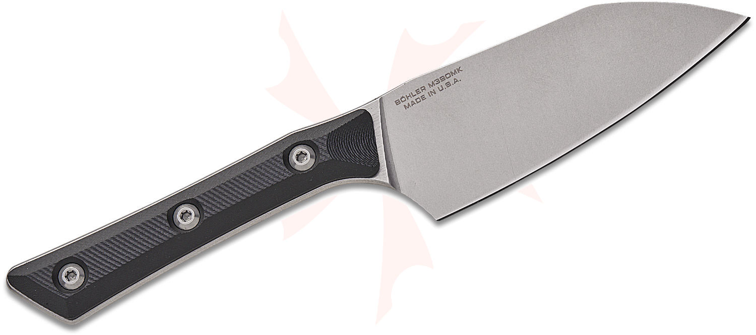 Microtech 3300-10BK Kitchen Santoku Knife 4.2" M390MK Stonewashed Blade, Black G10 Handles ...