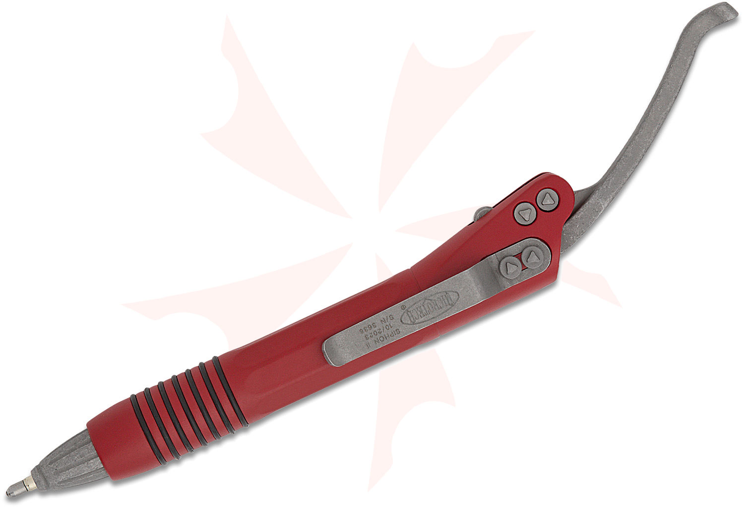 Microtech Siphon II Red Stainless Steel Pen, Black Ink, Apocalyptic ...