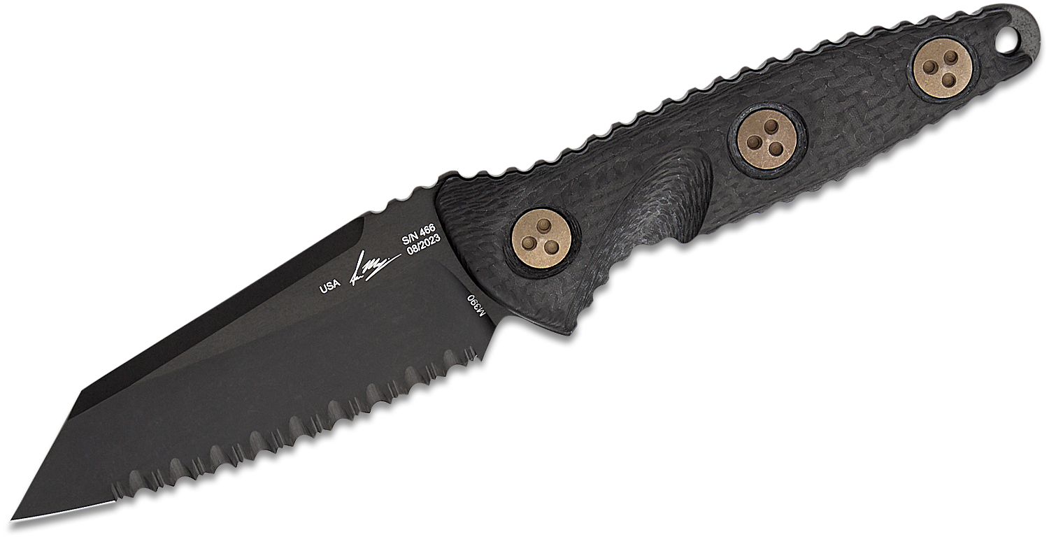 Microtech 93M-3DLCCFS Signature Series Socom Alpha Mini Warcom Fixed Blade Knife 3.72" Black DLC ...