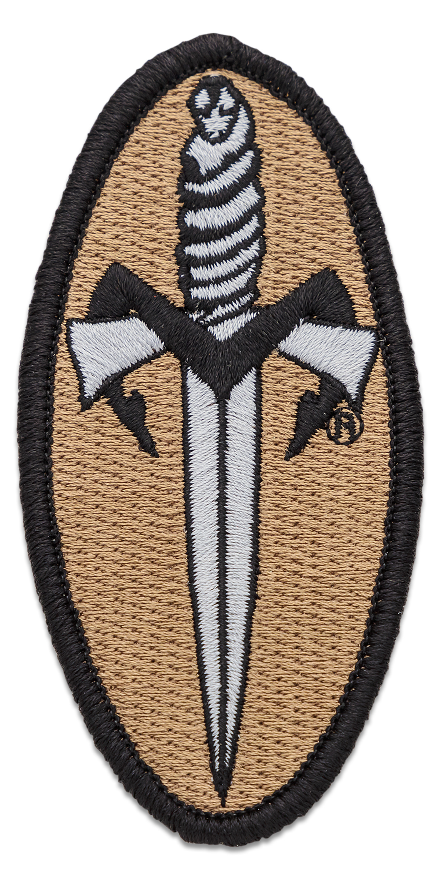 Microtech Marfione Dagger Logo Patch, Tan - KnifeCenter - MTTANMDL