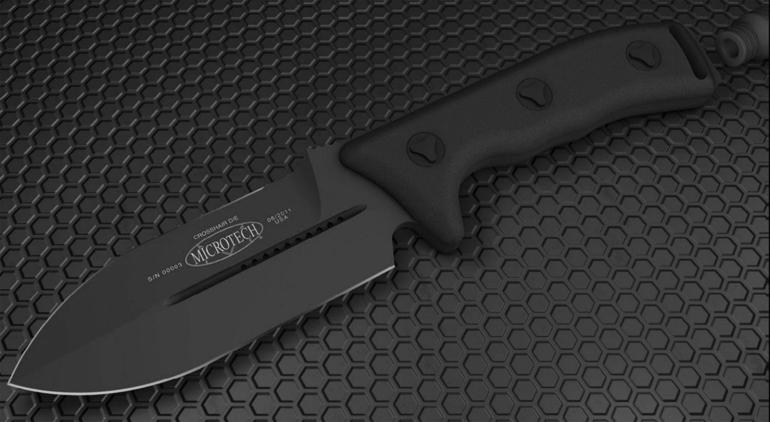 Microtech 101-1BL Crosshair Combat Knife Fixed 4.5" Black Double Plain ...