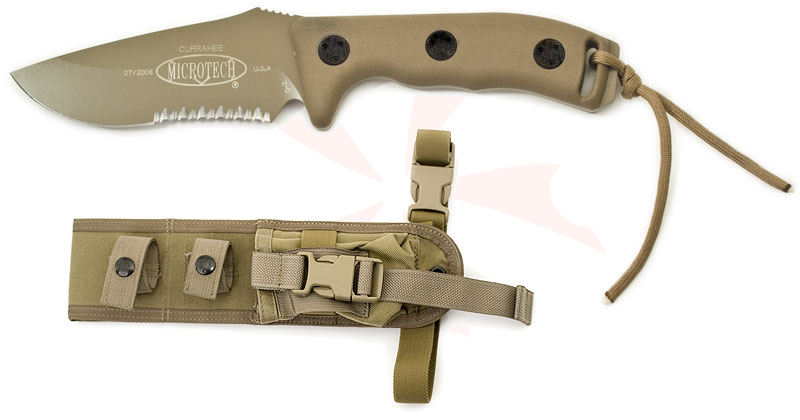 Microtech Currahee (Tan) Combat Fixed 4.48" S30V Combo Edge Blade - KnifeCenter - MT10213 ...
