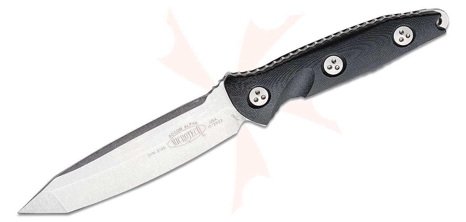 Microtech 114-10 Socom Alpha Fixed Blade Knife 5.45" Stonewashed Tanto ...