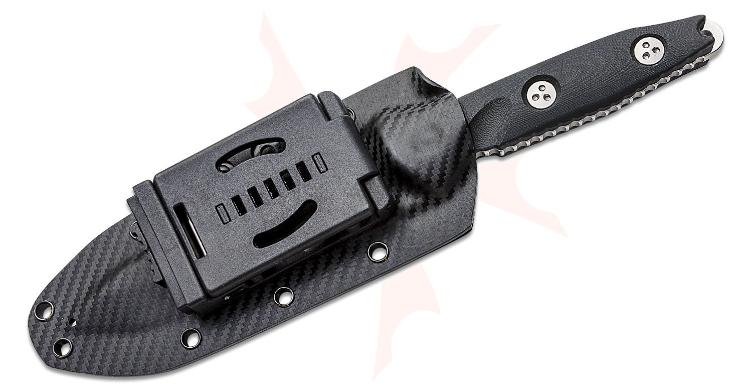 Microtech 114-10 Socom Alpha Fixed Blade Knife 5.45" Stonewashed Tanto Plain, Black G10 Handles ...