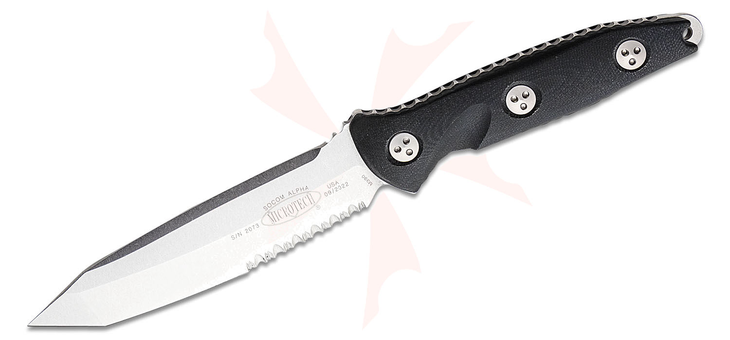 Microtech 114-11 Socom Alpha Fixed Blade Knife 5.45" Stonewashed Tanto ...