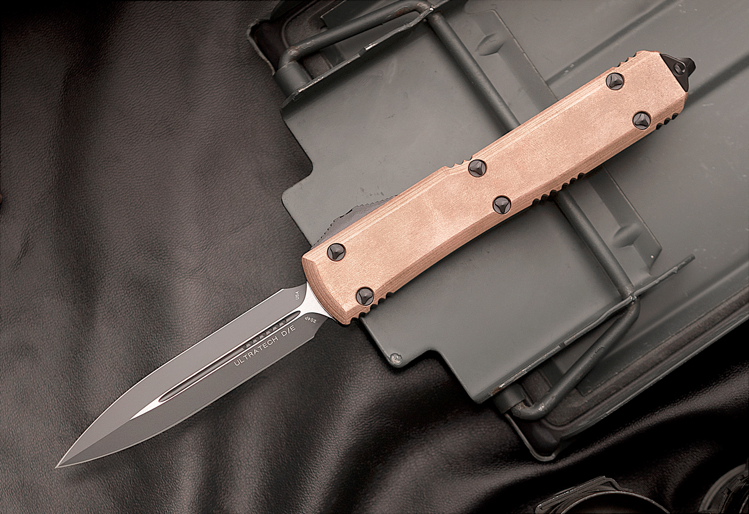 Microtech 122-1CP Ultratech AUTO OTF 3.46" Black Double Edge Dagger ...