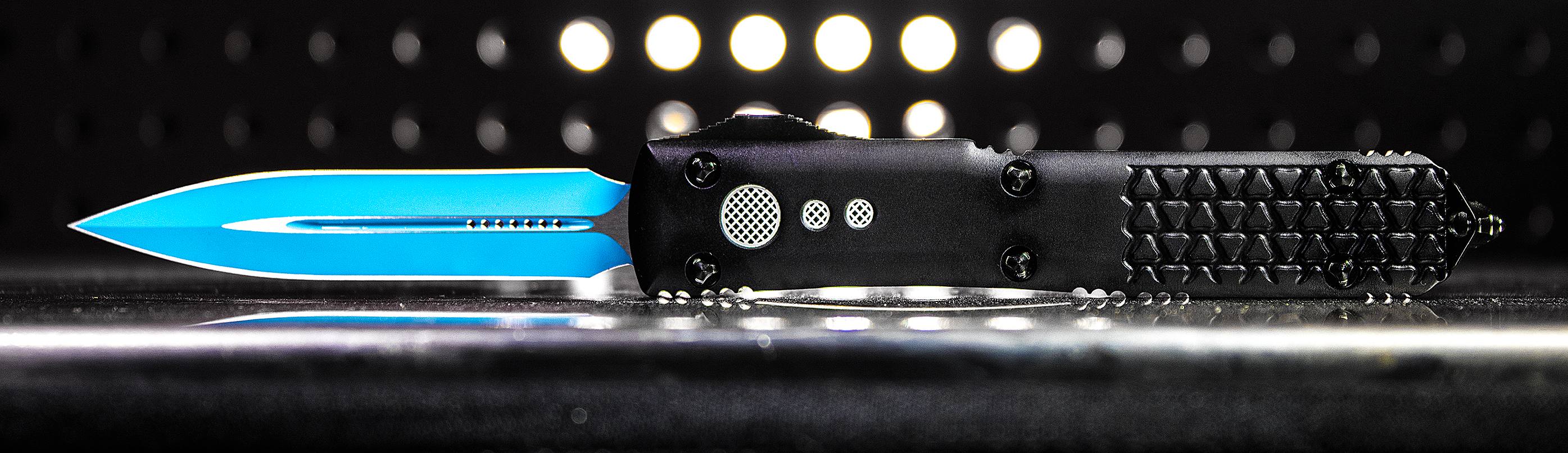Microtech 122-1JK Jedi Knight Ultratech AUTO OTF 3.46" Blue Double Edge ...