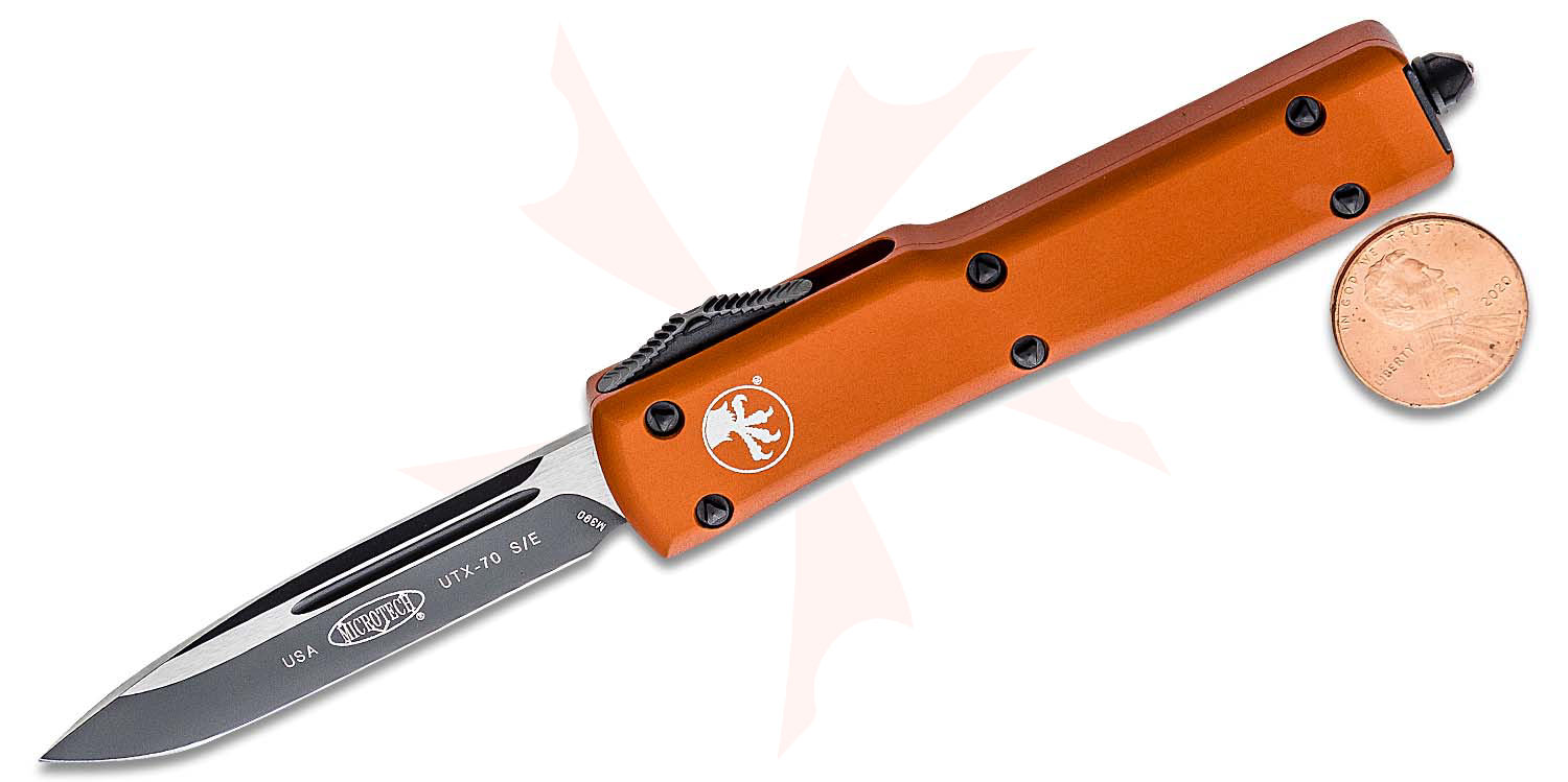 Microtech 148-1OR UTX-70 AUTO OTF Knife 2.41" Black Drop Point Plain ...