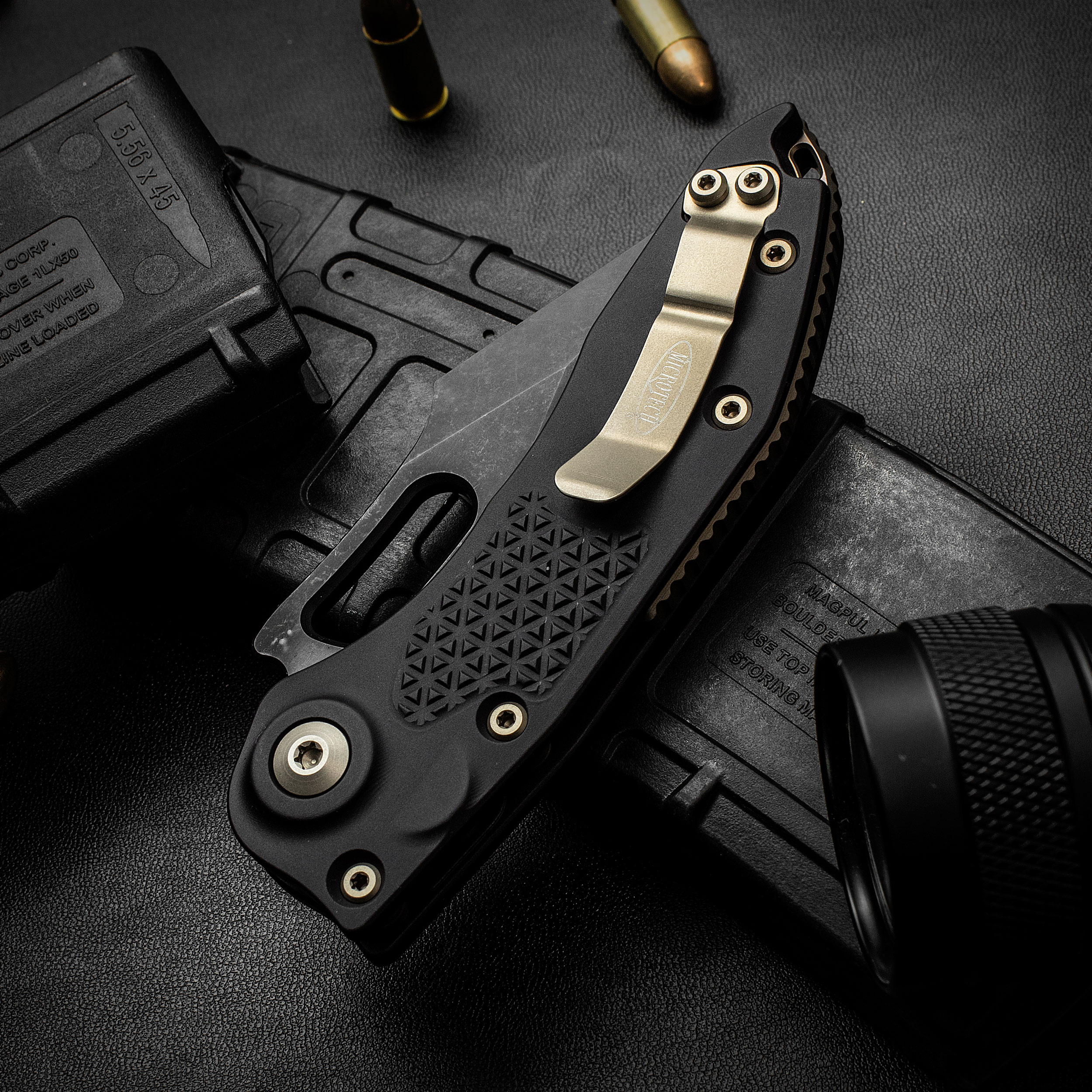 Microtech/Borka Blades 169-2DLC AUTO Stitch 3.625" Combo Black DLC ...