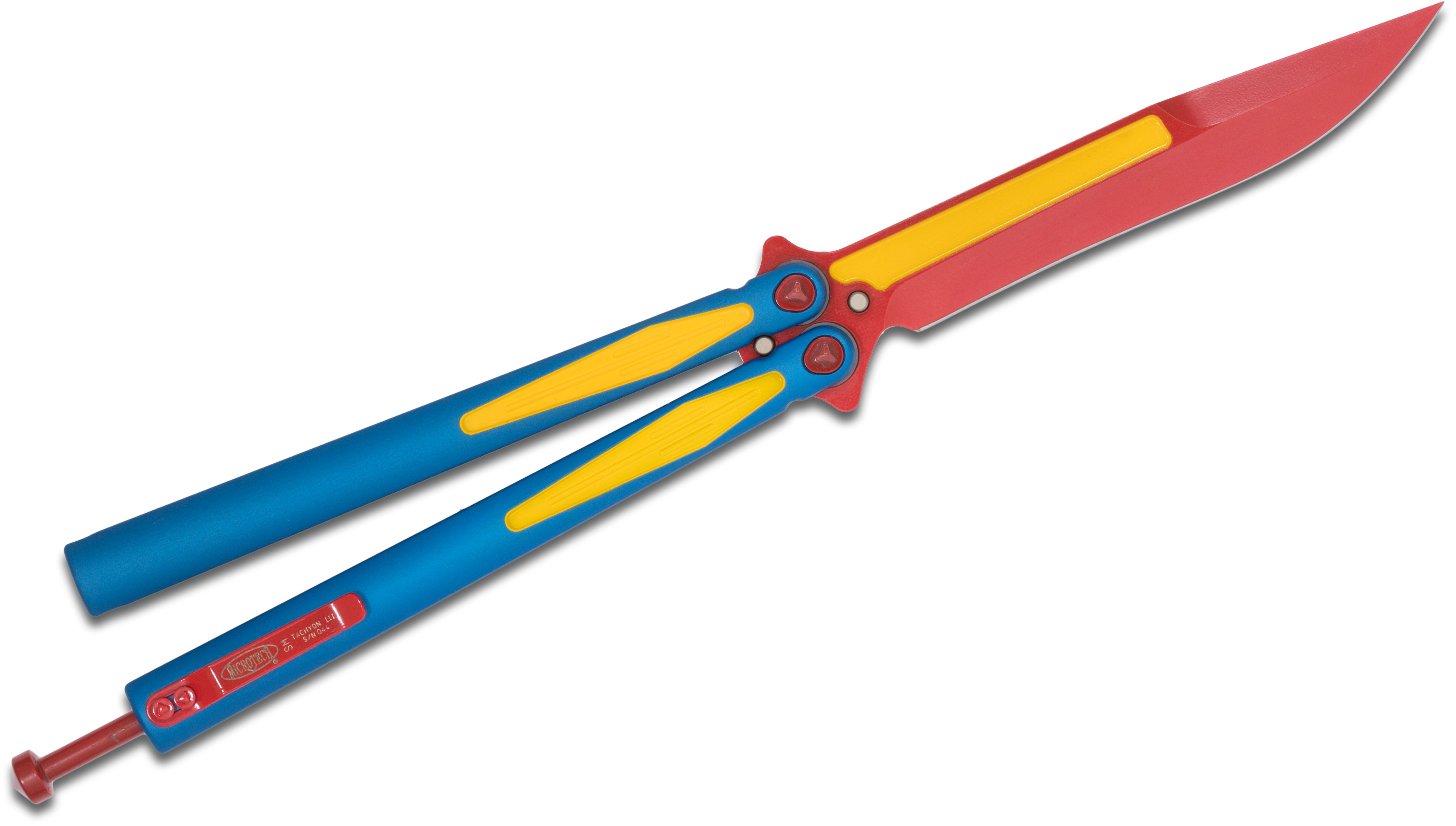 Microtech Special Superman Tachyon III Balisong Butterfly Knife 4.5 ...