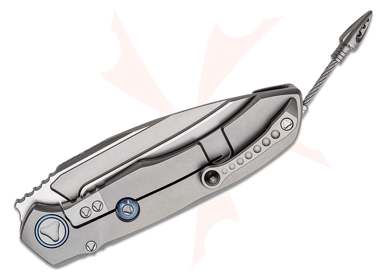 Microtech Anax Manual Folding Knife 3.7" M390 Blasted Drop Point Blade, Integral Titanium Handle ...