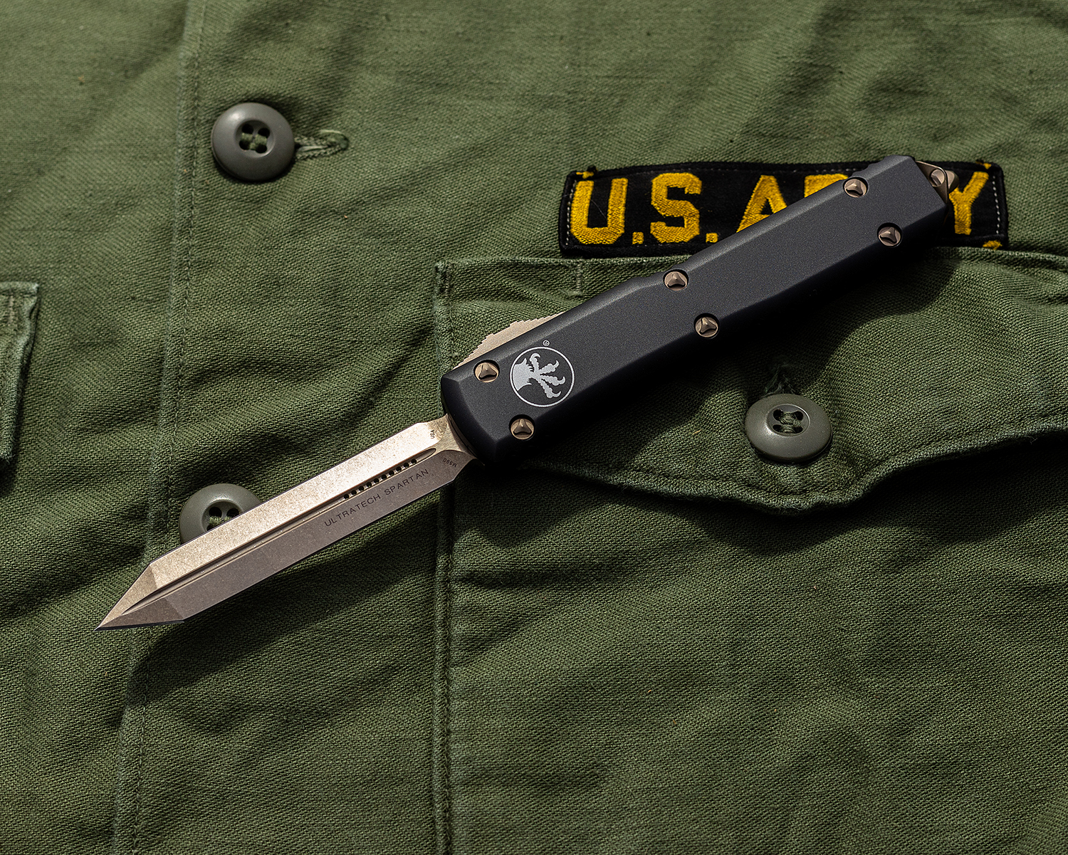 Microtech 223-13 Spartan Ultratech AUTO OTF 3.46" Bronze Double Edge ...