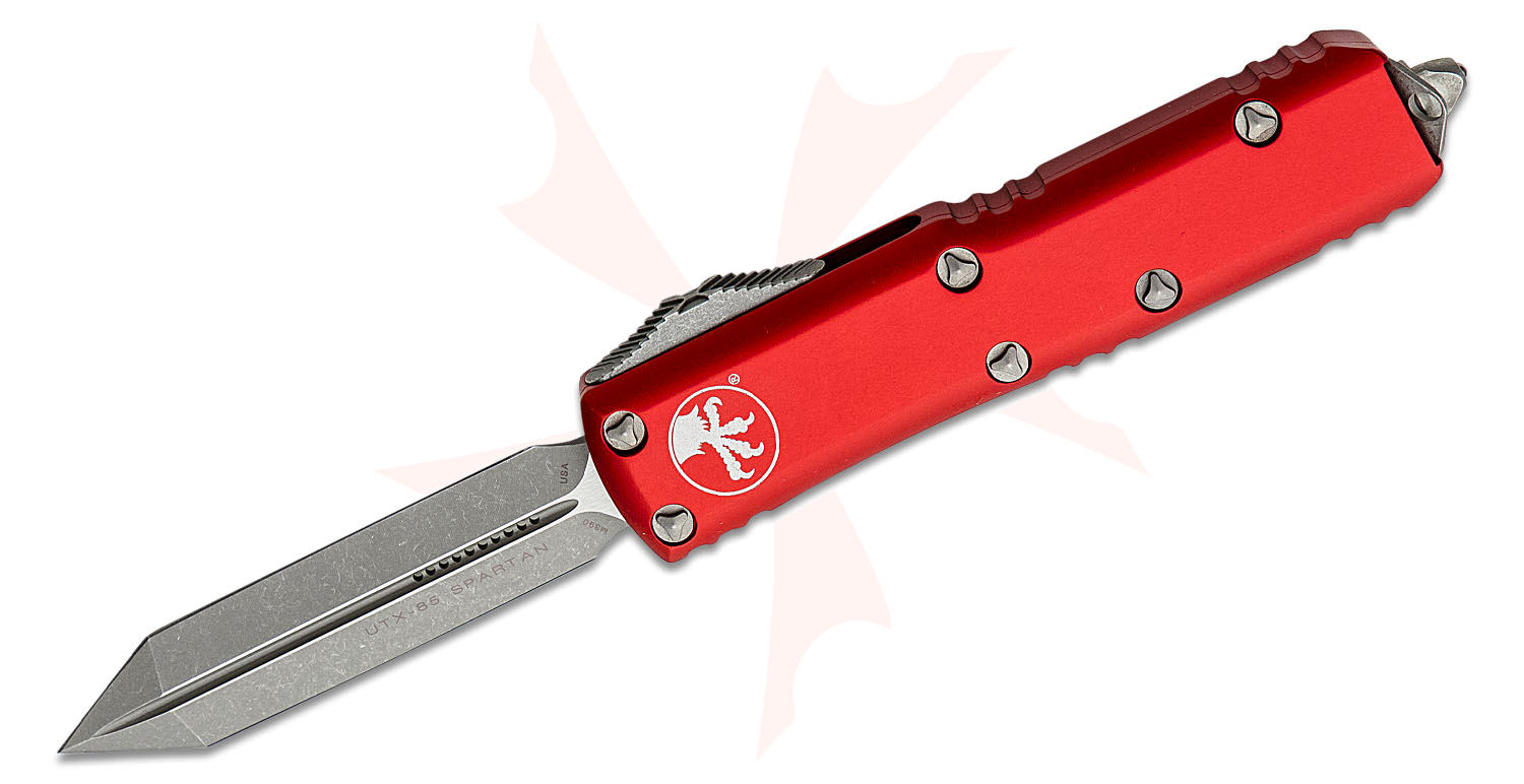 Microtech 230-10APRD Spartan UTX-85 AUTO OTF 3" Apocalyptic Double Edge ...