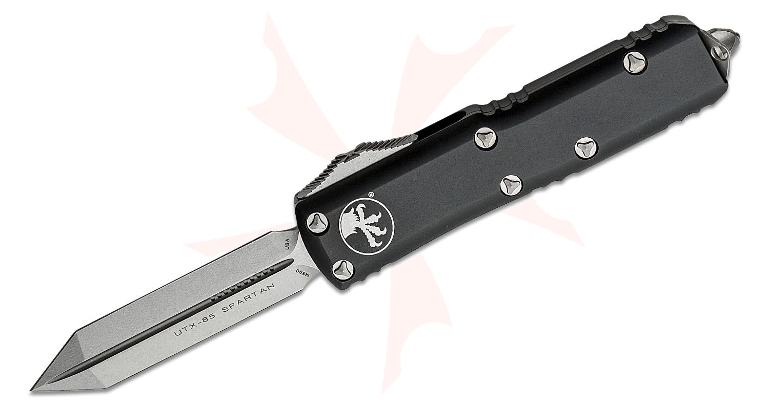 Microtech 230-10 Spartan UTX-85 AUTO OTF 3" Stonewashed Double Edge ...