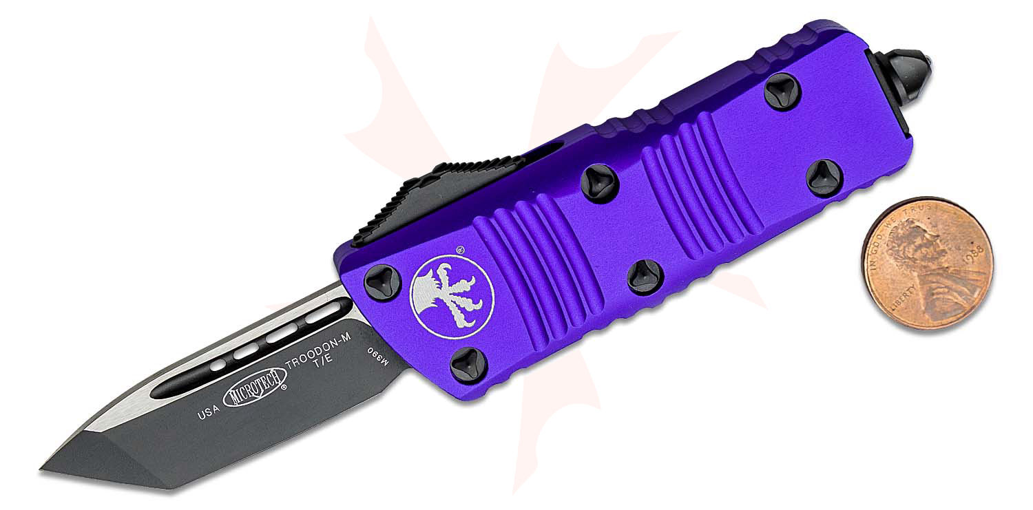 Microtech Troodon Mini OTF AUTO Knife 1.99" Black Tanto Blade, Purple ...