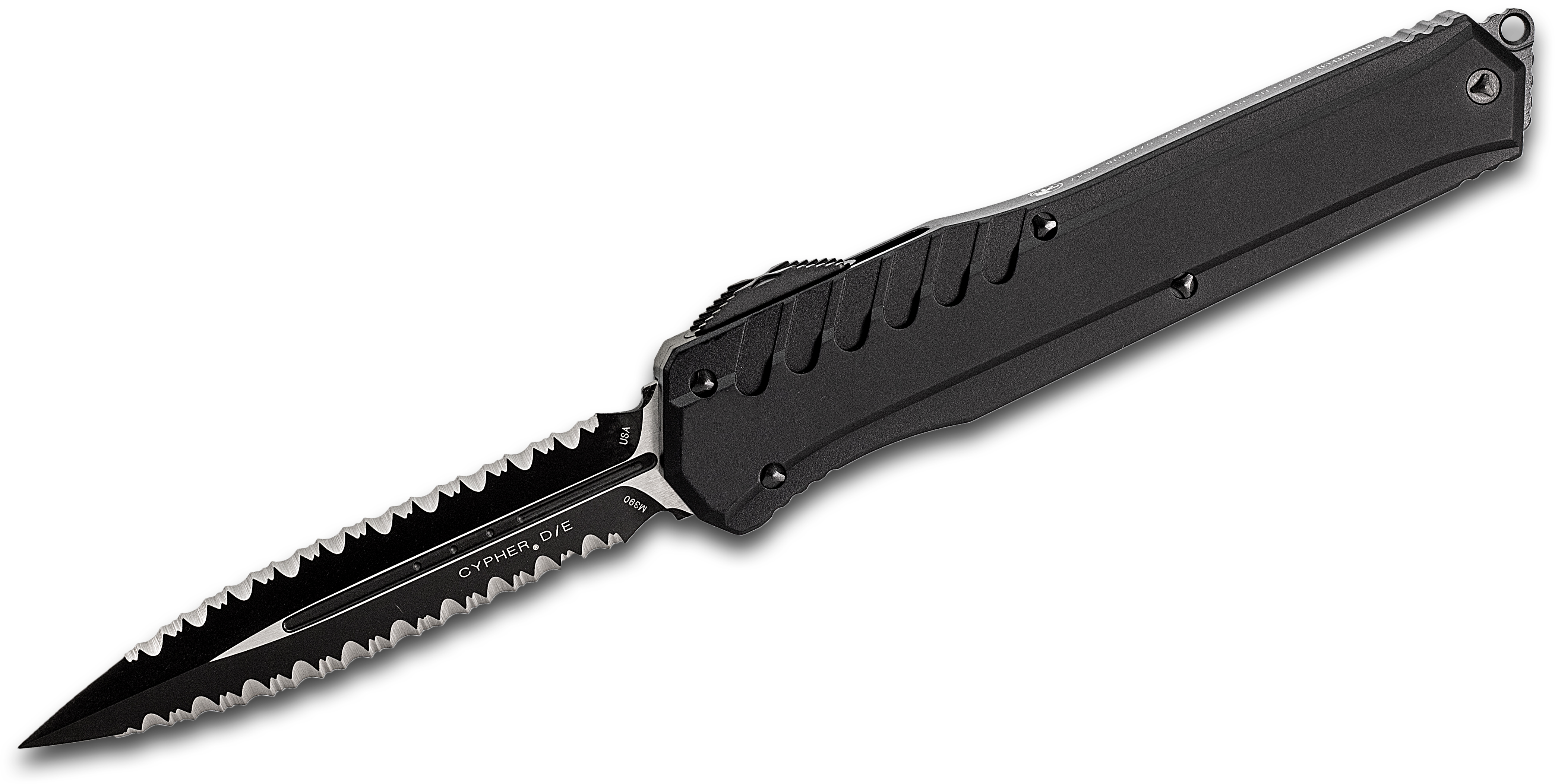 Microtech/DC Munroe 242M-D3T Cypher MK7 OTF AUTO 4.125" Black Serrated ...
