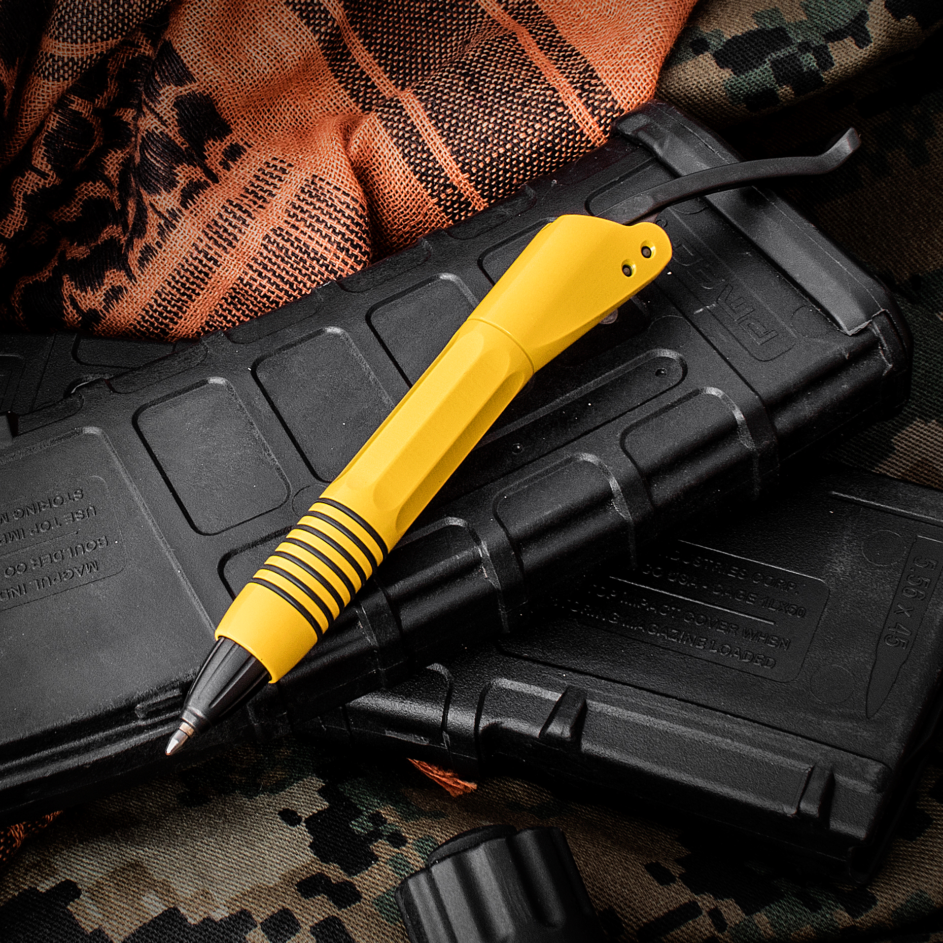 Microtech Siphon II Yellow Stainless Steel Pen with Pocket Clip, Black ...