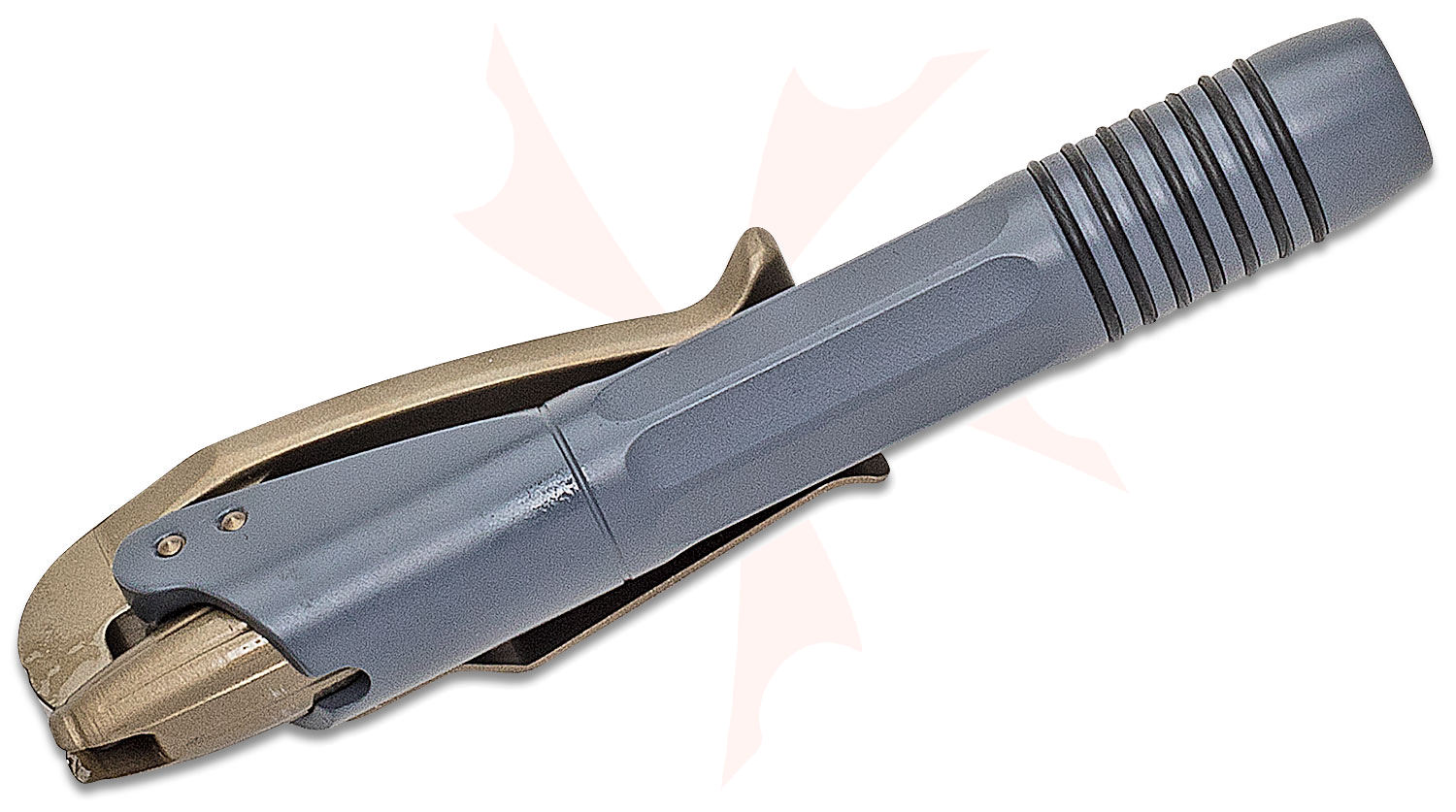 Microtech Siphon II Gray Stainless Steel Pen with Bronze Pocket Clip and Hardware, Black Ink ...