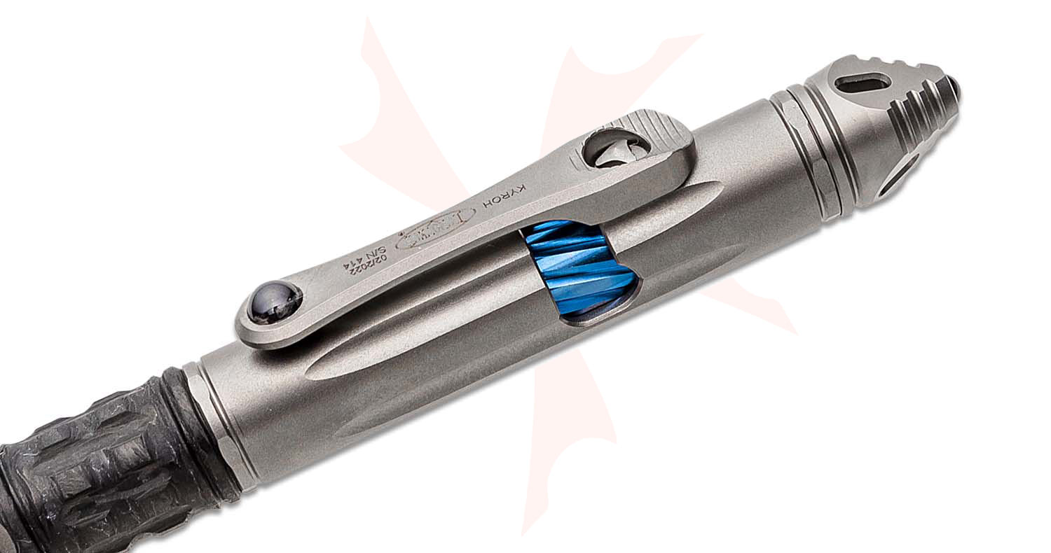 Microtech Kyroh Mini Bead Blasted Bolt-Action Titanium Pen with Pocket ...