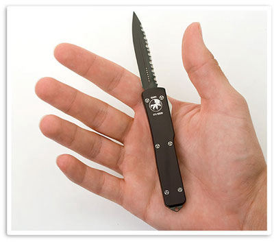 Microtech UTX-70 AUTO OTF 2.41" S30V Black Plain & Serrated Double Edge ...