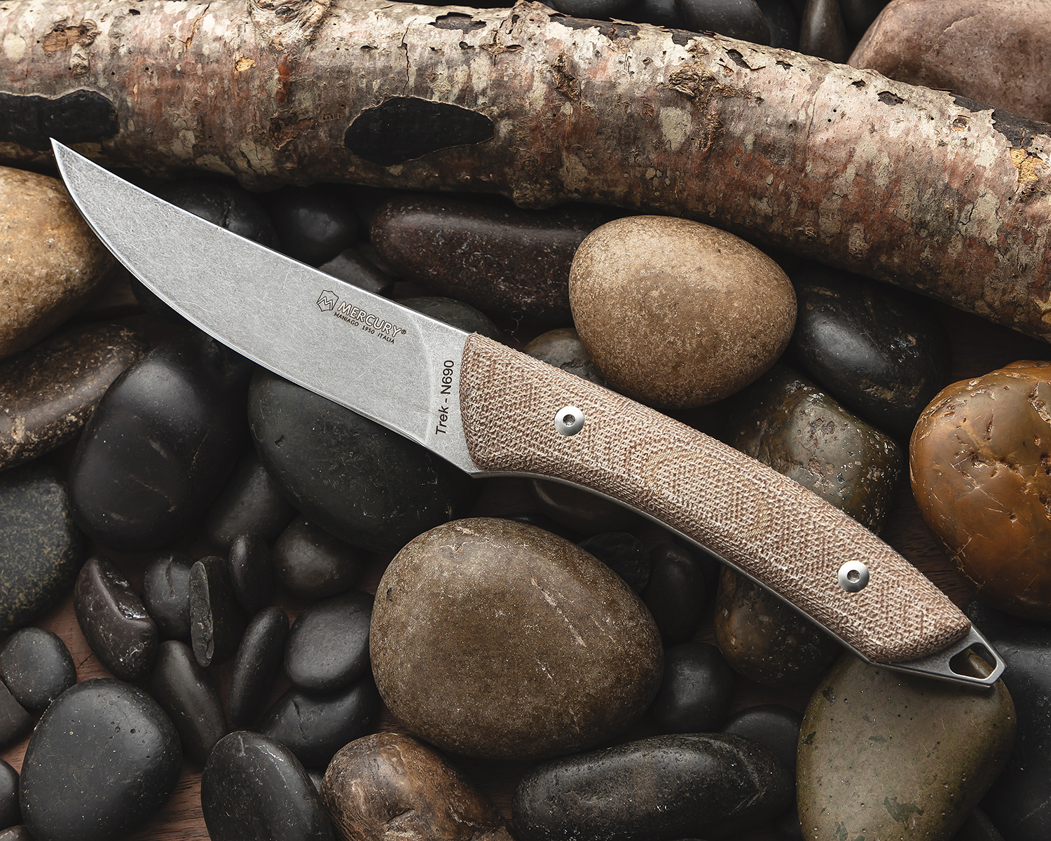 Mercury Knives 925-25CNC Trek Fixed Blade Knife 4.5" Stonewashed ...