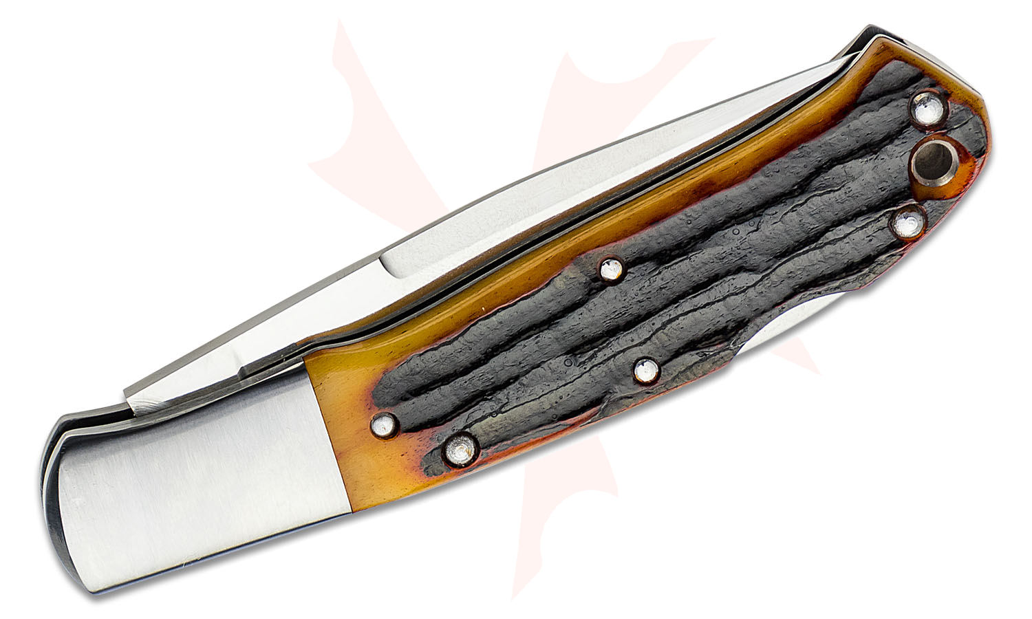 Moki Kronos Folder with Jigged Bone Handle and 3.2" Plain Edge Blade ...