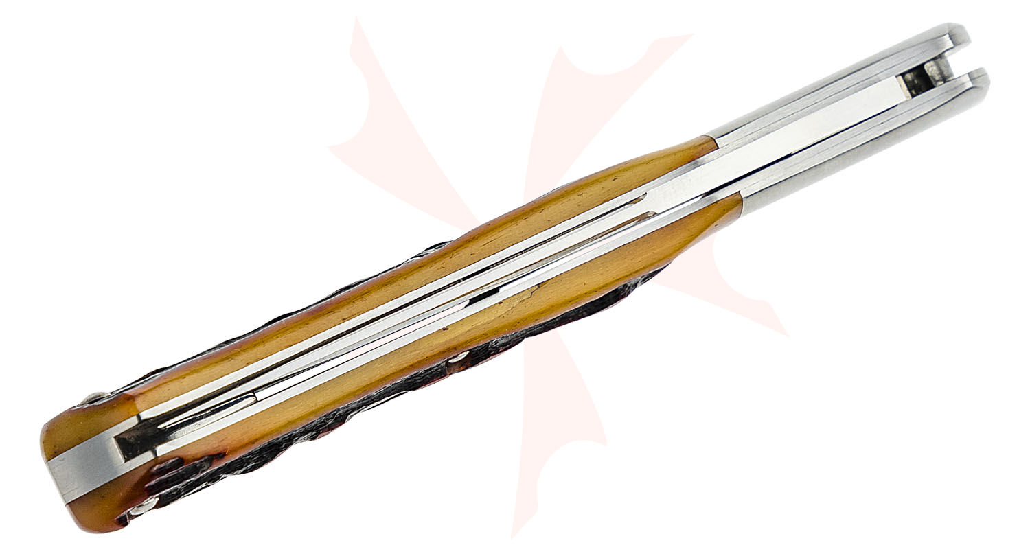 Moki Kronos Folder with Jigged Bone Handle and 3.2" Plain Edge Blade ...