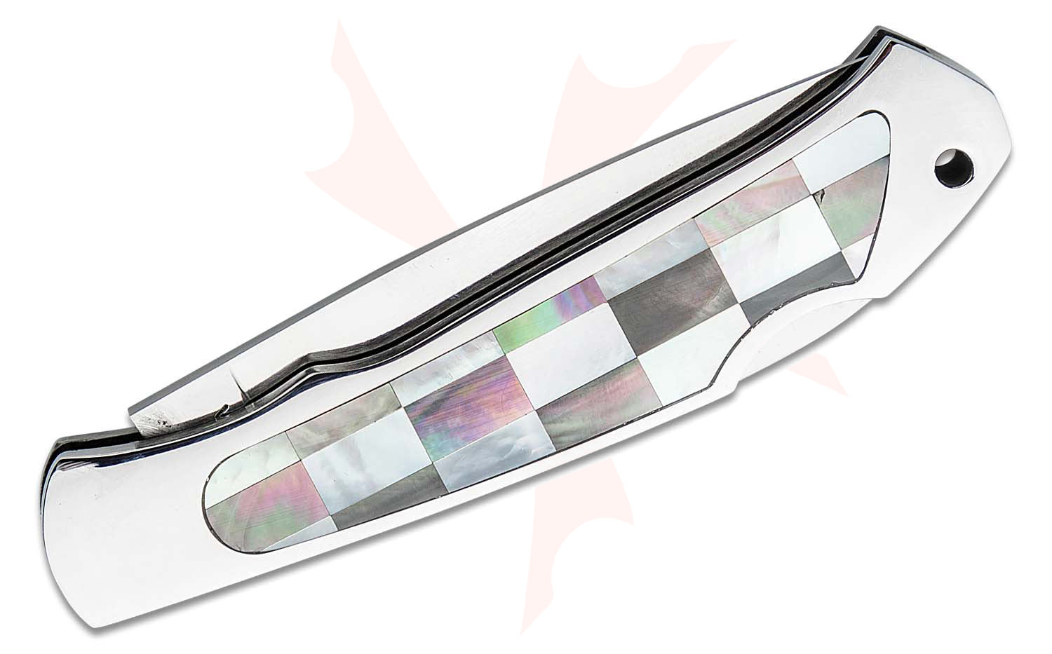Moki Serapis Folder 2.52" VG-10 Plain Blade, White and Black M.O.P ...