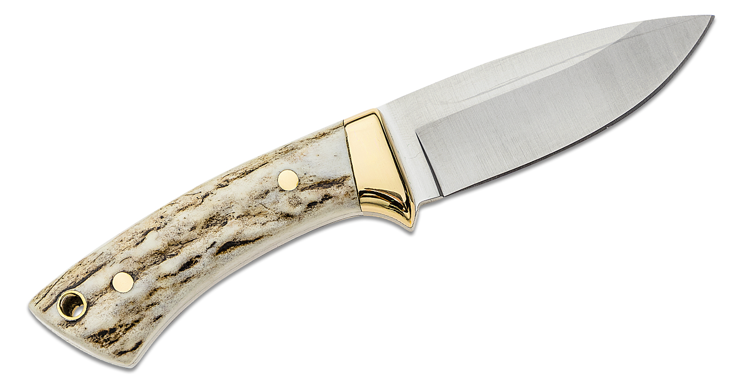 Muela COL-7A Mini Stag Skinner 2.75" 440c Satin Drop Point Blade, Stag ...