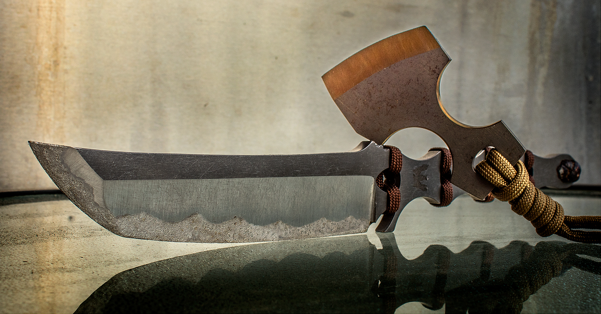 Mummert Knives Custom YT-XL Fixed 4.75" Titanium Tanto Blade, Brown ...