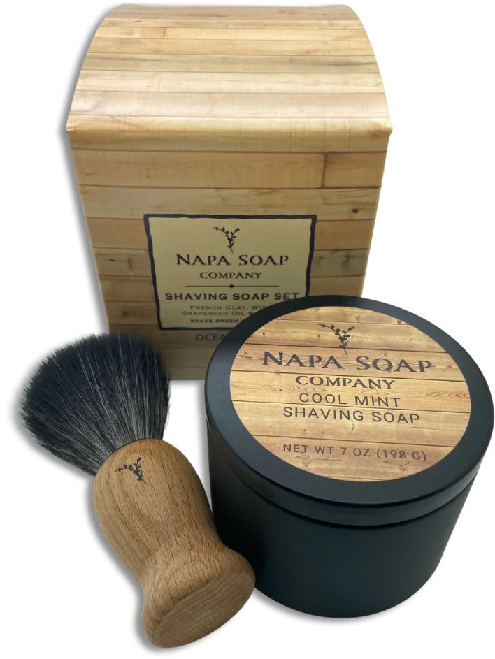 Napa Soap Company Black Tin Shaving Soap Gift Set, Cool Mint ...