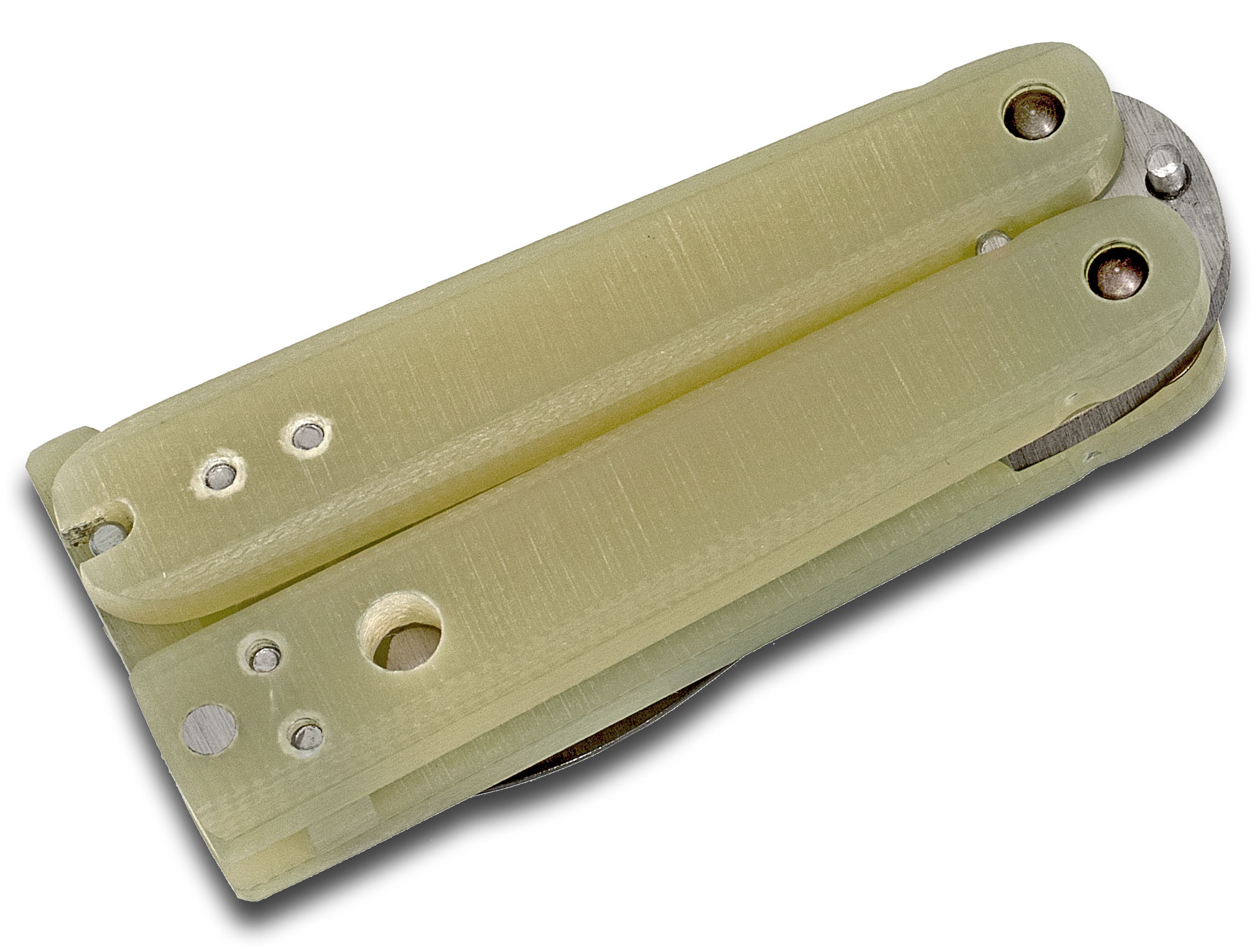 Nathan Dewey Custom Gremlin Balisong 2" 154CM Reverse Tanto Blade, Sand ...
