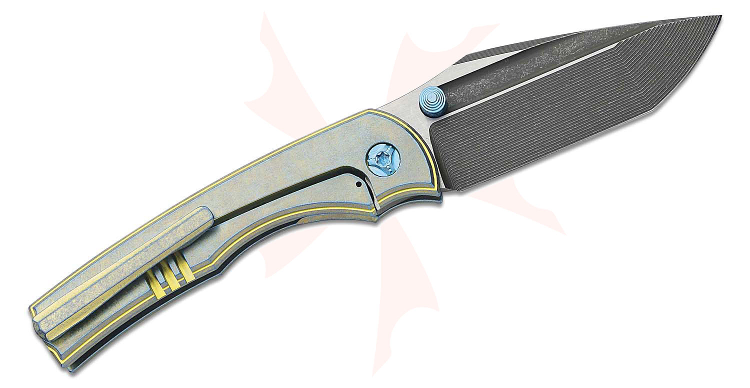 Nick Chuprin/Robert Carter Custom BBM V2 Folding Knife 3.125" Nitro-V Acid Washed Two-Tone Tanto ...