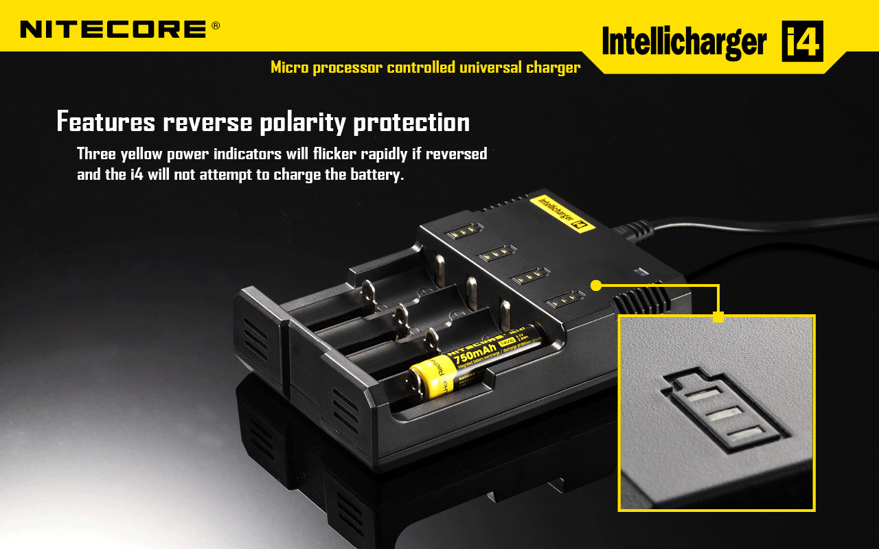 NITECORE Intellicharge i4 Li-ion, Ni-MH and Ni-Cd Battery Charger, 4 ...
