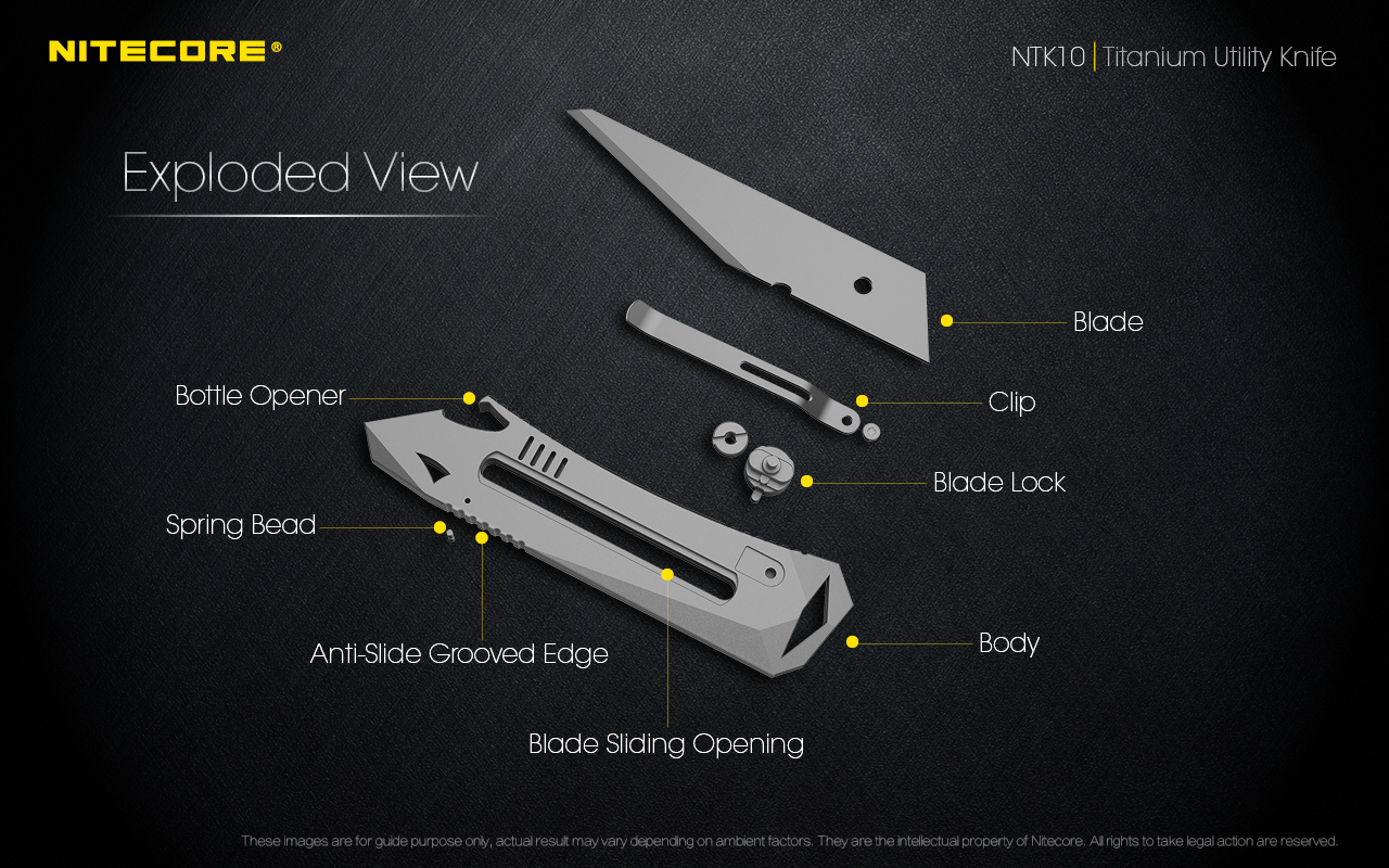 NITECORE NTK10 Titanium Utility Knife, Replaceable CKB-2 Blade, One ...