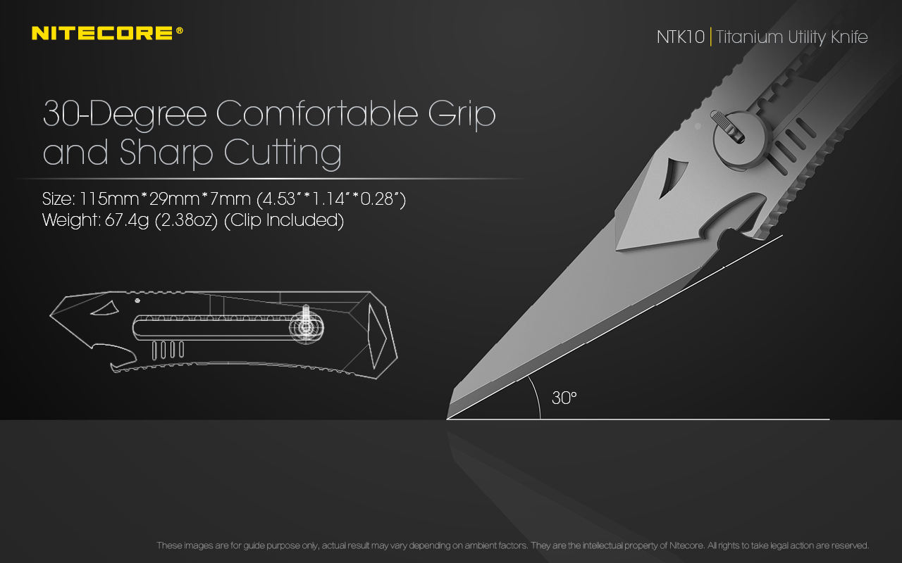 NITECORE NTK10 Titanium Utility Knife, Replaceable CKB-2 Blade, One ...