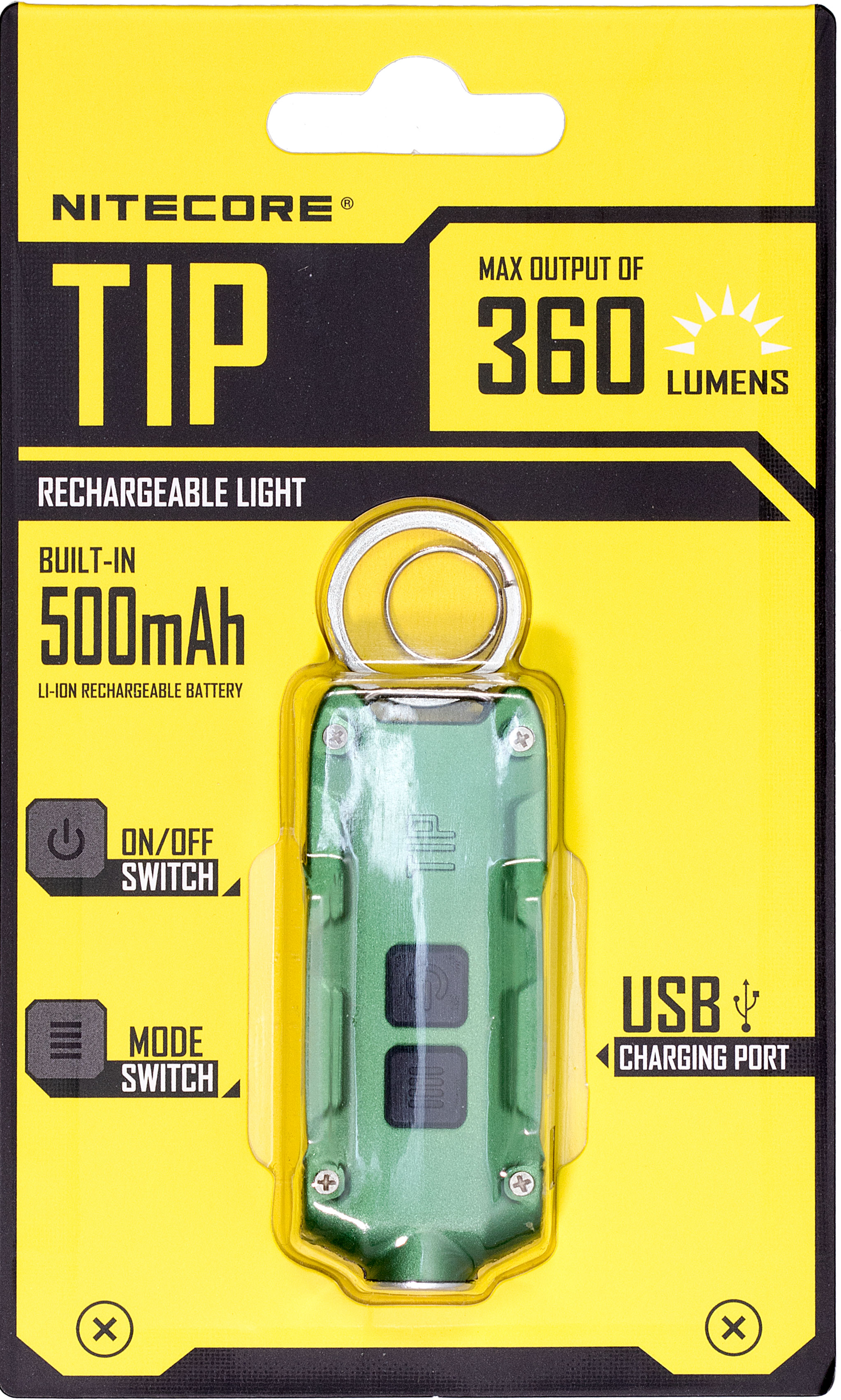NITECORE T-Series Tip Rechargeable Keychain LED Flashlight, Green, 360 ...