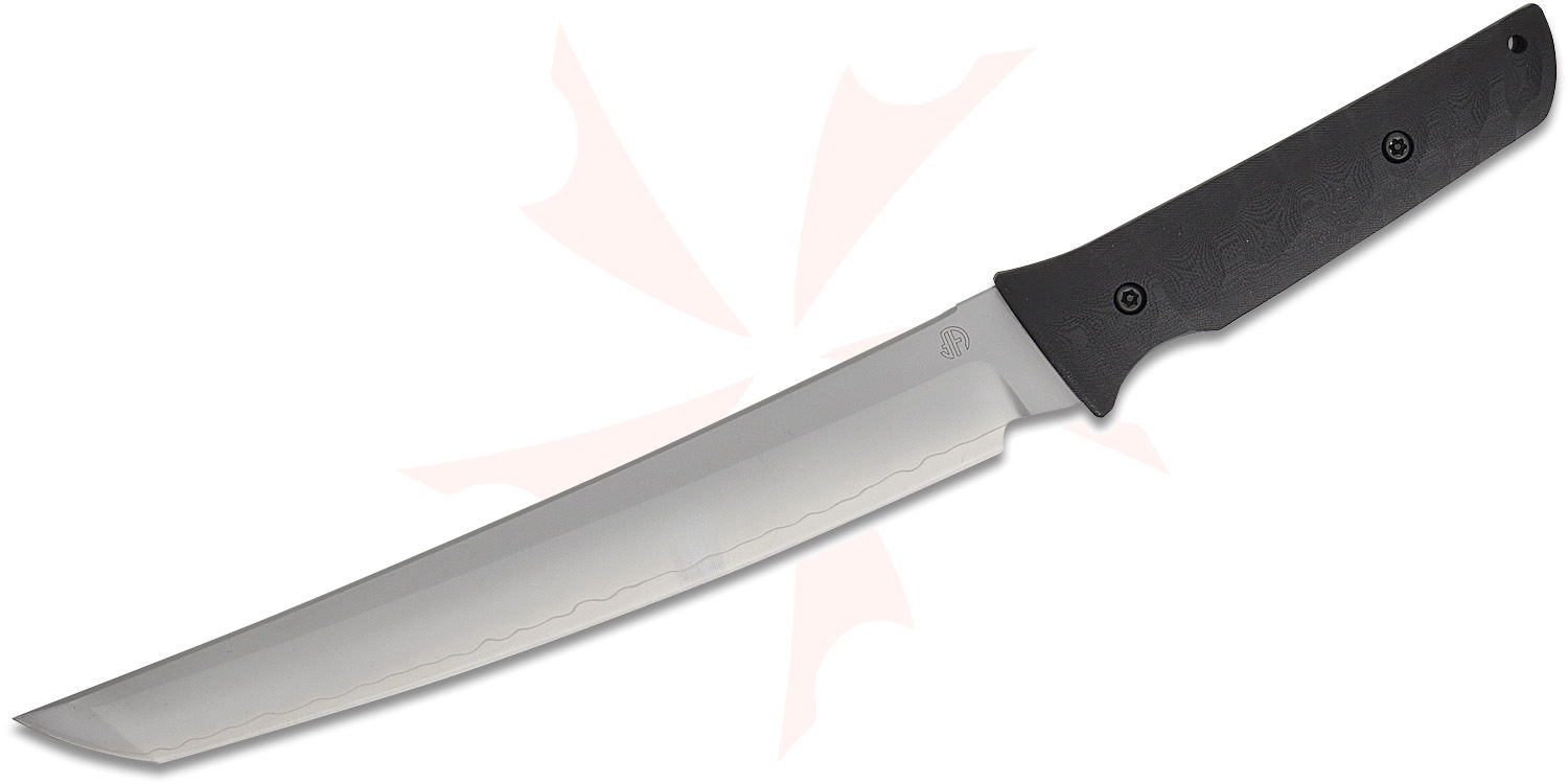 North Mountain Blade Chop Plus Fixed Blade Knife 9.5" SLD Hamon Tanto Blade, Sculpted Black G10 ...