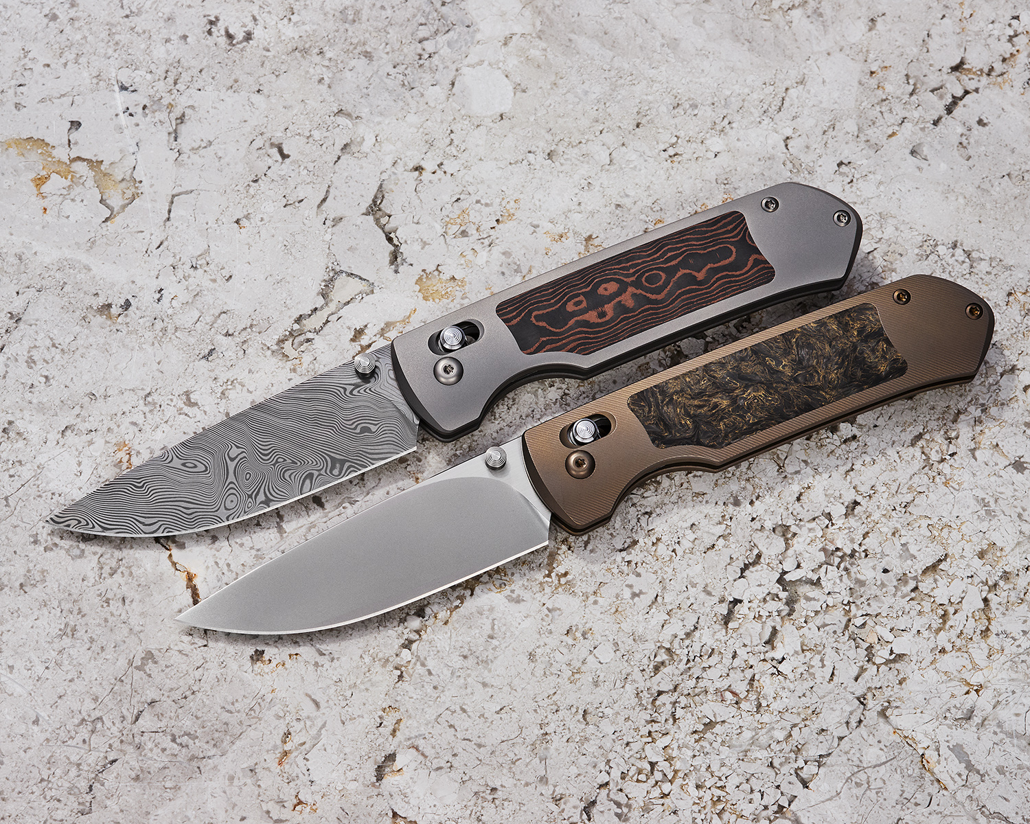 Ohlone Knives Goat AXL V2 Crossbar Lock Folding Knife 3.5" Elmax Two-Tone Drop Point Blade ...