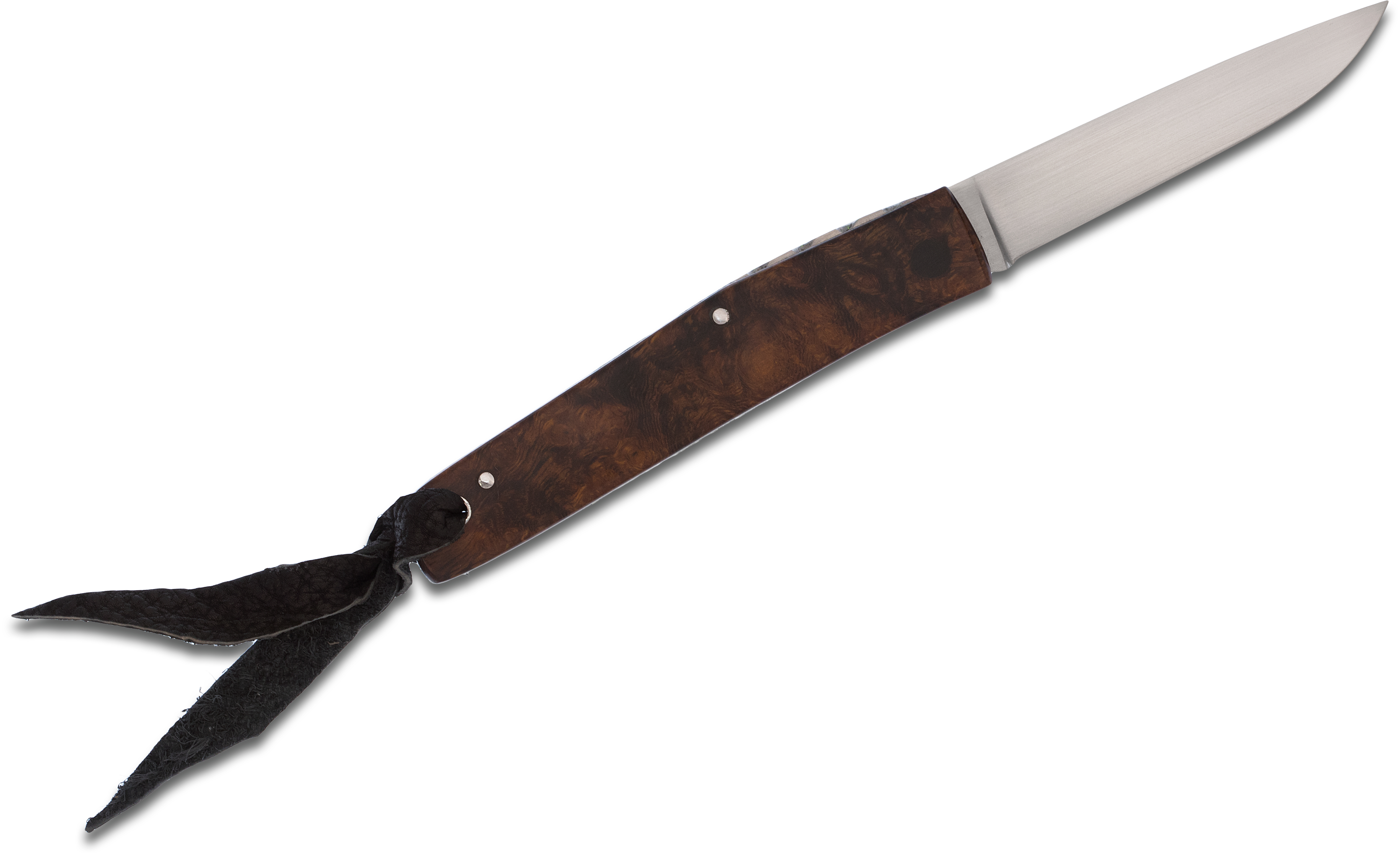 Hiroaki Ohta OLF75 Light Folder Custom 3" ATS-34 Plain Blade, Desert Ironwood Handles, Leather ...