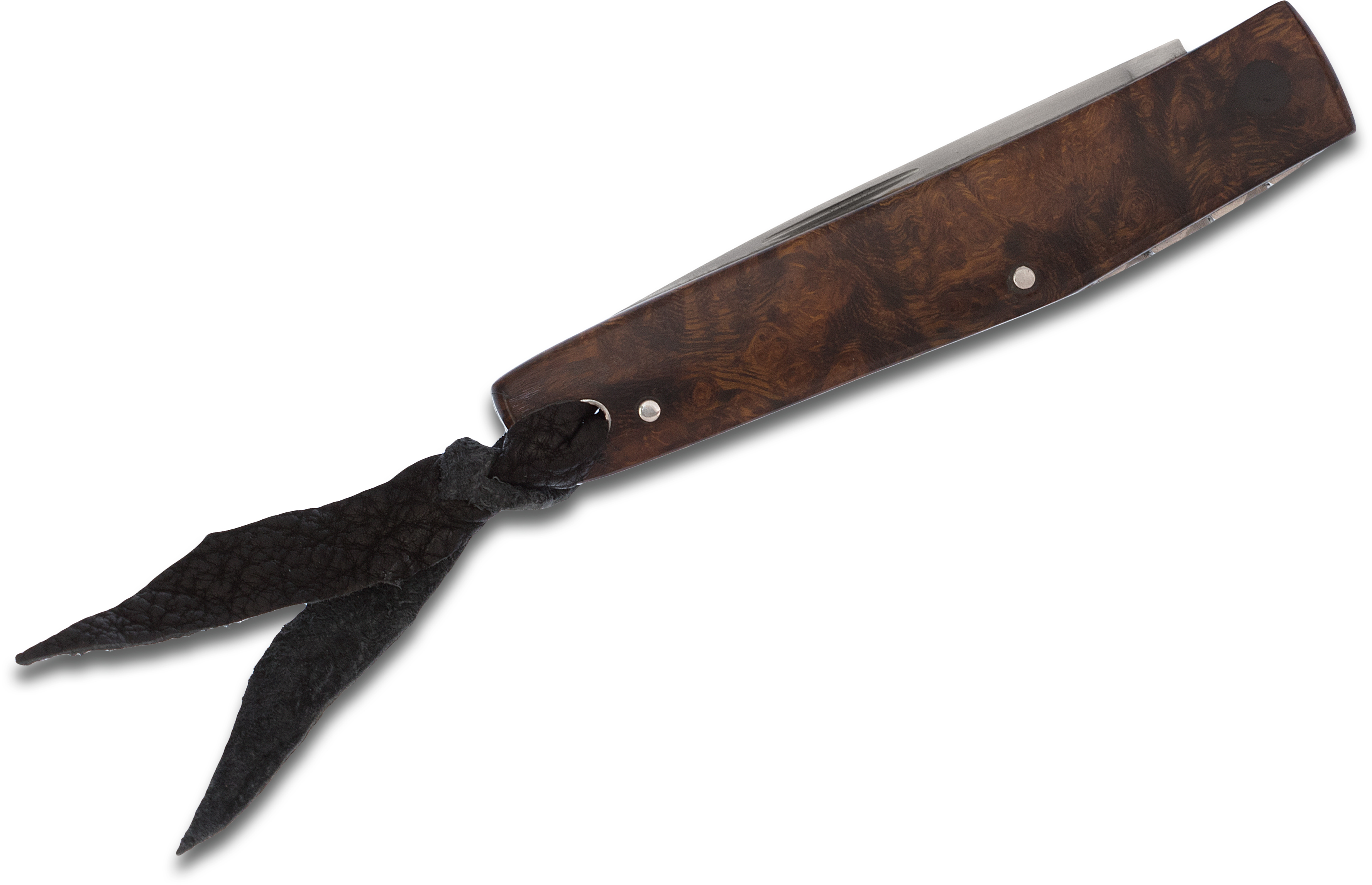 Hiroaki Ohta OLF75 Light Folder Custom 3" ATS-34 Plain Blade, Desert Ironwood Handles, Leather ...