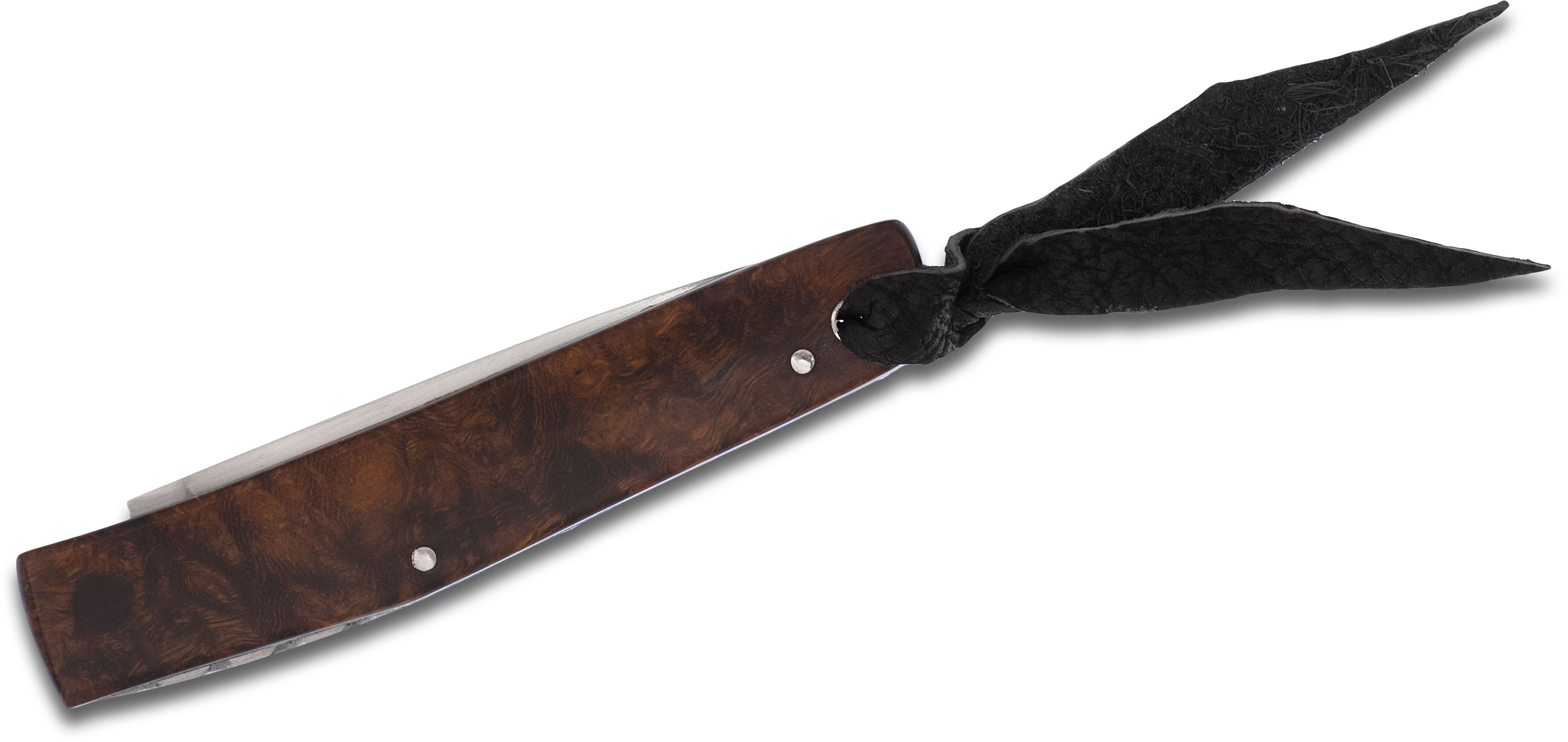 Hiroaki Ohta OLF75 Light Folder Custom 3" ATS-34 Plain Blade, Desert Ironwood Handles, Leather ...