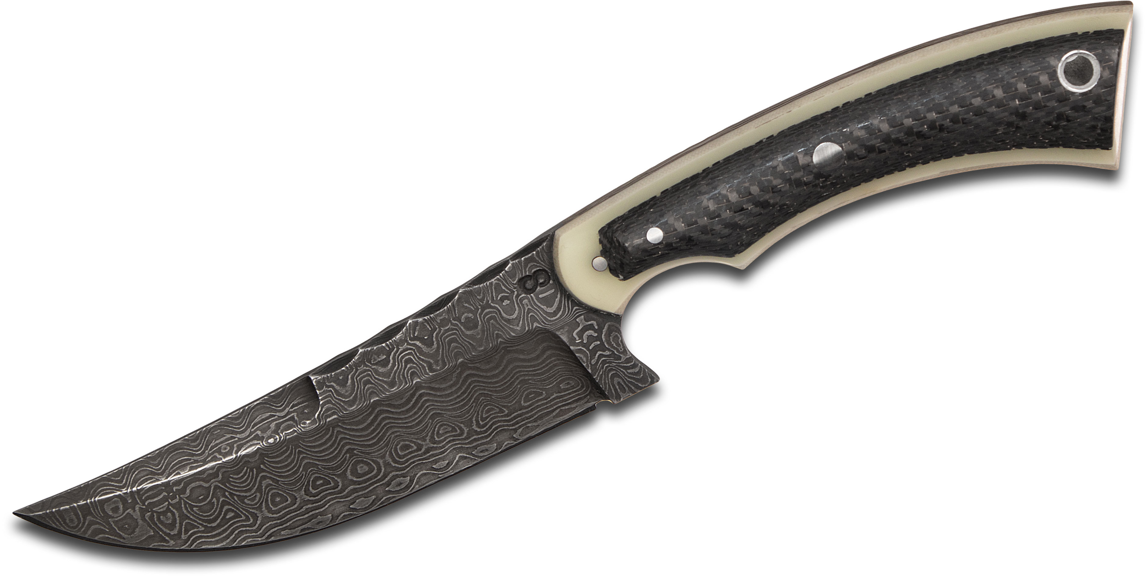 Olamic Cutlery Custom Nero Fixed 4.625" Saturn's Rings Damascus Blade ...