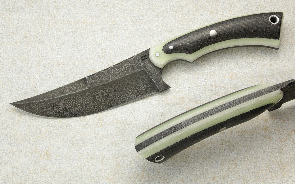 Olamic Cutlery Custom Nero Fixed 4.625" Saturn's Rings Damascus Blade ...