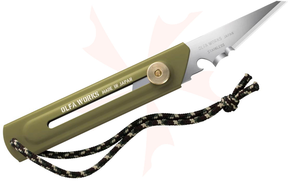 OLFA WORKS Retractable Utility Camp Knife 2.4" Bead Blast Chisel Ground ...