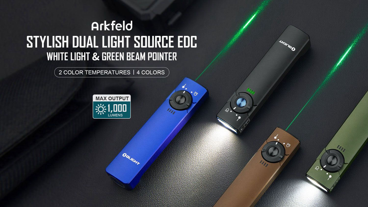 Olight Arkfeld Rechargeable Neutral White LED Flat Flashlight, Pinwheel ...