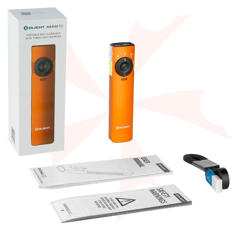 Olight Arkfeld Pro Rechargeable Cool White LED Flat Flashlight, Orange ...
