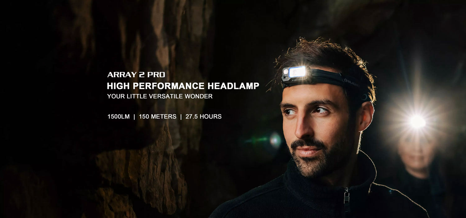 Olight Array 2 PRO USB-C Rechargeable LED Running Headlamp/Flashlight, Orange, 1500 Max Lumens ...