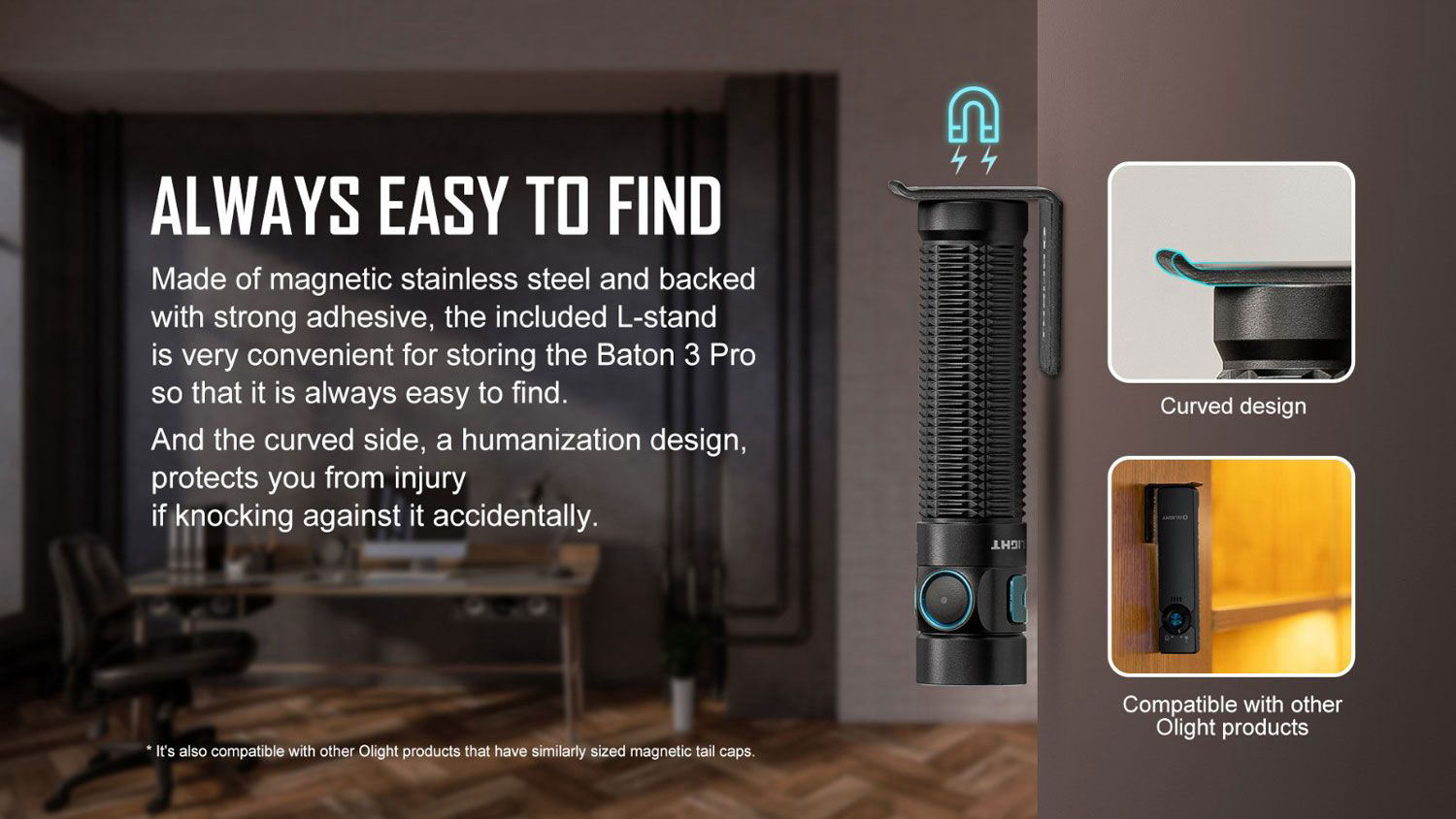 Olight Baton 3 Pro Rechargeable LED Flashlight, Black, Neutral White ...