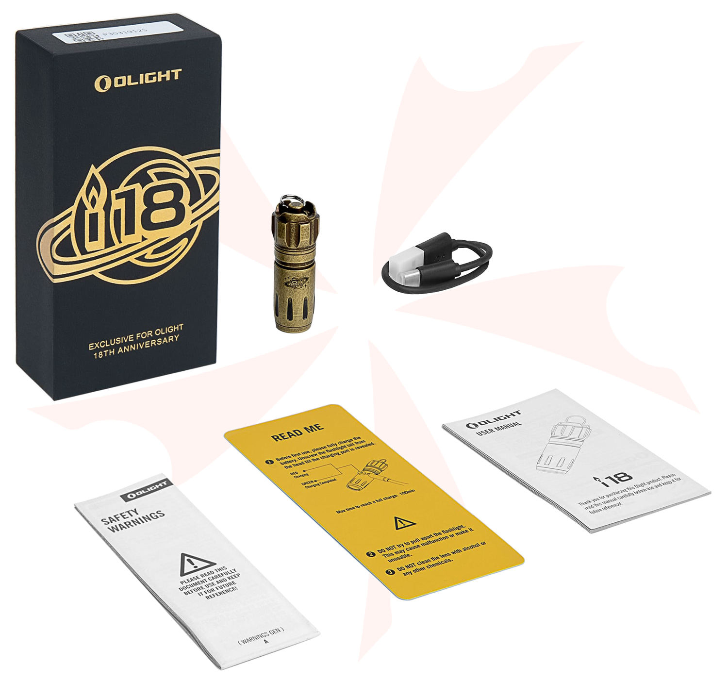 Olight i18 Rechargeable Keychain LED Flashlight, 180 Max Lumens, 87th Anniversary Brass Body ...